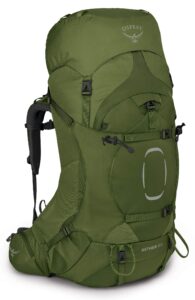 osprey aether 65l men's backpacking backpack, garlic mustard green, s/m