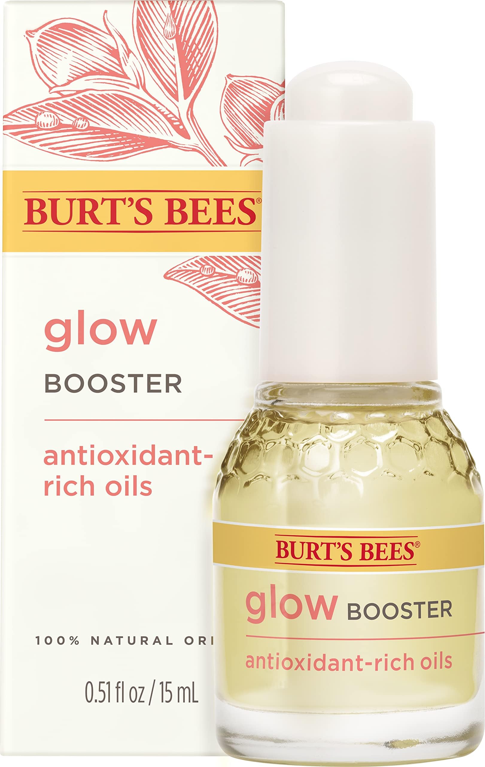 Burt's Bees Glow Booster Face Serum with Antioxidant-Rich Oils for Normal and Combination Skin, 0.51 Fluid Ounces