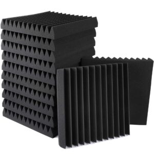 12 pack acoustic panels sound proof foam panels 12 x 12 x 2 inches black fireproof soundproof acoustic panels for walls absorbing noise cancelling panels for recording studios, home, offices walls cei