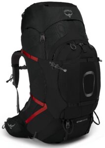 osprey aether plus 100l men's backpacking backpack, black, s/m