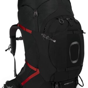 Osprey Aether Plus 100L Men's Backpacking Backpack, Black, S/M