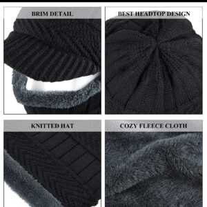 2 Pieces Winter Knitted Balaclava Beanie Hat Warm Cycling Face Covering Winter Neck Warmer Knit Hat Neck Gaiter for Adults Outdoor Sports, Black and Navy Blue