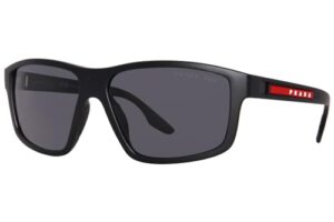 prada linea rossa ps 02xs - dg002g sunglasses black rubber w/polar dark grey 60mm