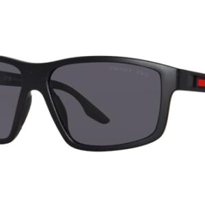 PRADA LINEA ROSSA PS 02XS - DG002G Sunglasses BLACK RUBBER w/POLAR DARK GREY 60mm