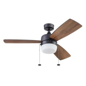 Honeywell Ceiling Fans Barcadero, 44 Inch Contemporary Indoor LED Ceiling Fan with Light, Pull Chain, Dual Mounting Options, Dual Finish Blades, Reversible Motor - 51476-01 (Matte Black)