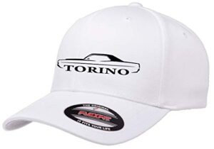 1968 1969 ford torino hardtop outline design flexfit 6277 athletic baseball fitted hat cap white s/m