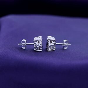 1/4 ctw Black Natural Diamond Square Frame Halo Cluster Miracle-Set Stud Earrings Womens 14k White Gold Over Sterling Silver (Black Color, I2-I3 Clarity, 0.25 Cttw)