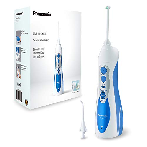 Panasonic Professional Water Flosser for Braces, 2-in-1 Cordless, Portable Oral Irrigator with Jet Nozzle & Tuft Brush, EW1213A, White