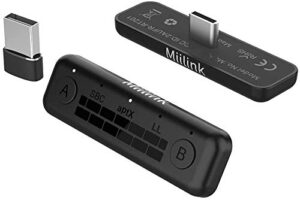 1mii mini bluetooth adapter for nintendo switch/ps5/pc, bluetooth 5.0 audio transmitter, dual pairing with low latency for bluetooth headsets speakers