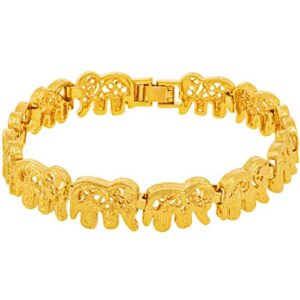 LIFETIME JEWELRY Elephant Link Charm Bracelet for Women and Men 24k Gold Plated (8, Filigree)