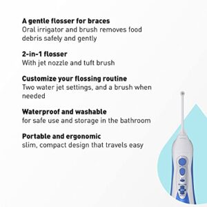 Panasonic Professional Water Flosser for Braces, 2-in-1 Cordless, Portable Oral Irrigator with Jet Nozzle & Tuft Brush, EW1213A, White