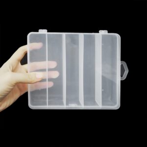 Honbay Clear Visible Plastic Fishing Tackle Accessory Box Fishing Lure Bait Hooks Storage Box Case Container Jewelry Making Findings Organizer Box Storage Container Case (L:6.9x6.1x1.3inch)