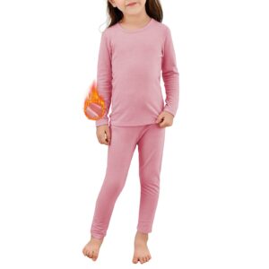 girls underwear kids thermal underwears toddler winter base layer long johns sets for boys dark pink large (100) /3t-4t