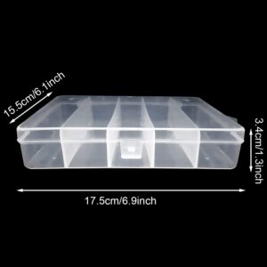 Honbay Clear Visible Plastic Fishing Tackle Accessory Box Fishing Lure Bait Hooks Storage Box Case Container Jewelry Making Findings Organizer Box Storage Container Case (L:6.9x6.1x1.3inch)