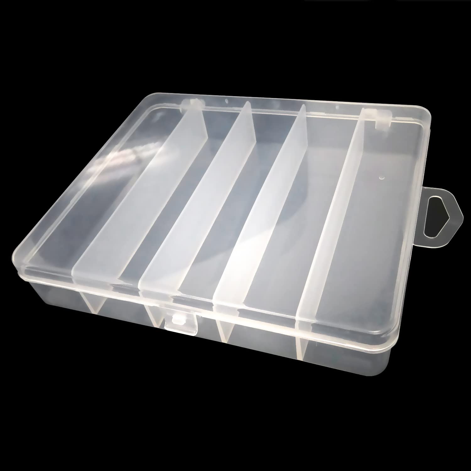 Honbay Clear Visible Plastic Fishing Tackle Accessory Box Fishing Lure Bait Hooks Storage Box Case Container Jewelry Making Findings Organizer Box Storage Container Case (L:6.9x6.1x1.3inch)