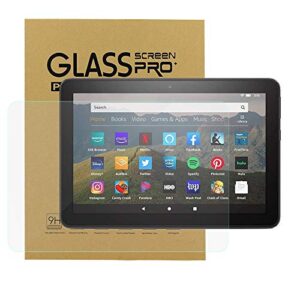 kiq [1 pack screen protector for all-new fire hd 8/fire hd 8 plus/fire hd 8 kids 10th generation 2020 release tempered glass clear anti-scratch bubble-free self-adhere