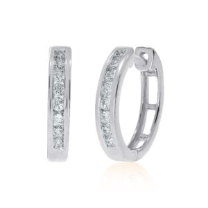 la joya 1/4 ct lab grown diamond hoop earrings for women | real 925 sterling silver diamond huggies earrings for women | ideal gift also as diamond hoop earrings for men