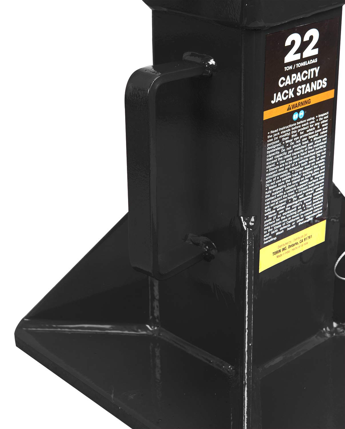 Torin 22 Ton (44,000 lb) Capacity Heavy Duty Steel Jack Stands, 2 Pack, T80072, Black