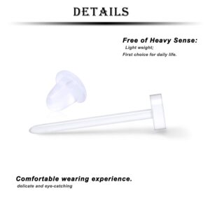 Ocptiy Clear Plastic Earring Stud Retainer Set Acrylic Silicone Invisible Earrings Post 20G Bioflex Flat Ear Tragus Cartilage Helix Earring Pin Ring Spacers Piercing Jewelry Men Women Work Sport