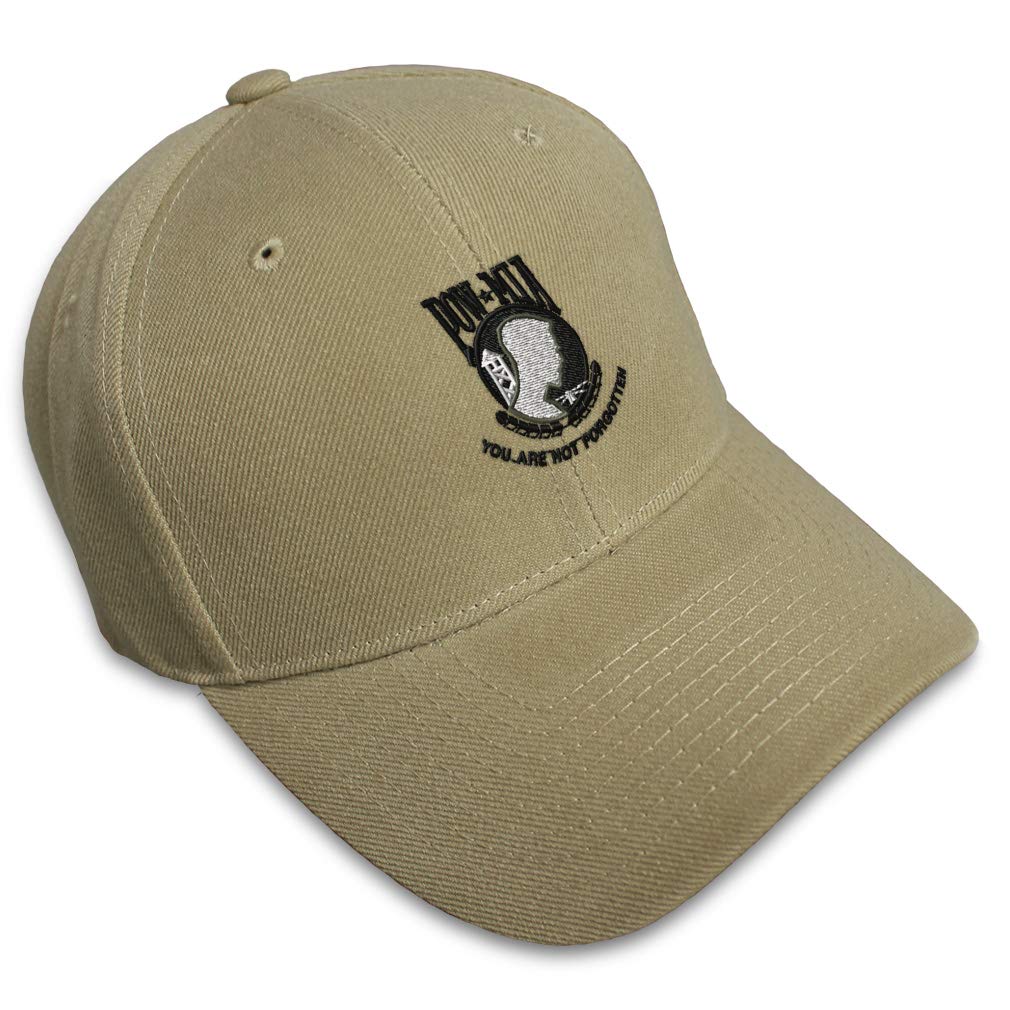 Speedy Pros Baseball Cap Pow Mia Embroidery Typography & Symbols Acrylic Hats for Men Women Strap Closure Khaki