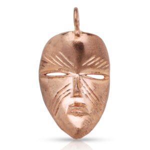 better jewelry, real pure copper african tribal mask pendant, charm (oval)