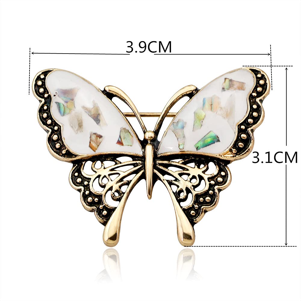 Butterfly Brooch pins Women Enamel Insect Pin Lapel Pin Safety Pin (White)