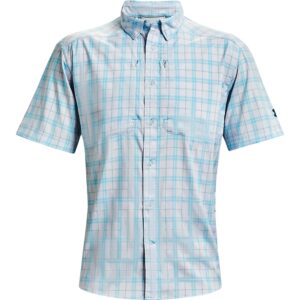 under armour men's tide chaser 2.0 plaid fish short-sleeve t-shirt, blue topaz (431)/blue note, small