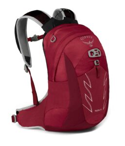 osprey talon jr boy's hiking backpack, cosmic red