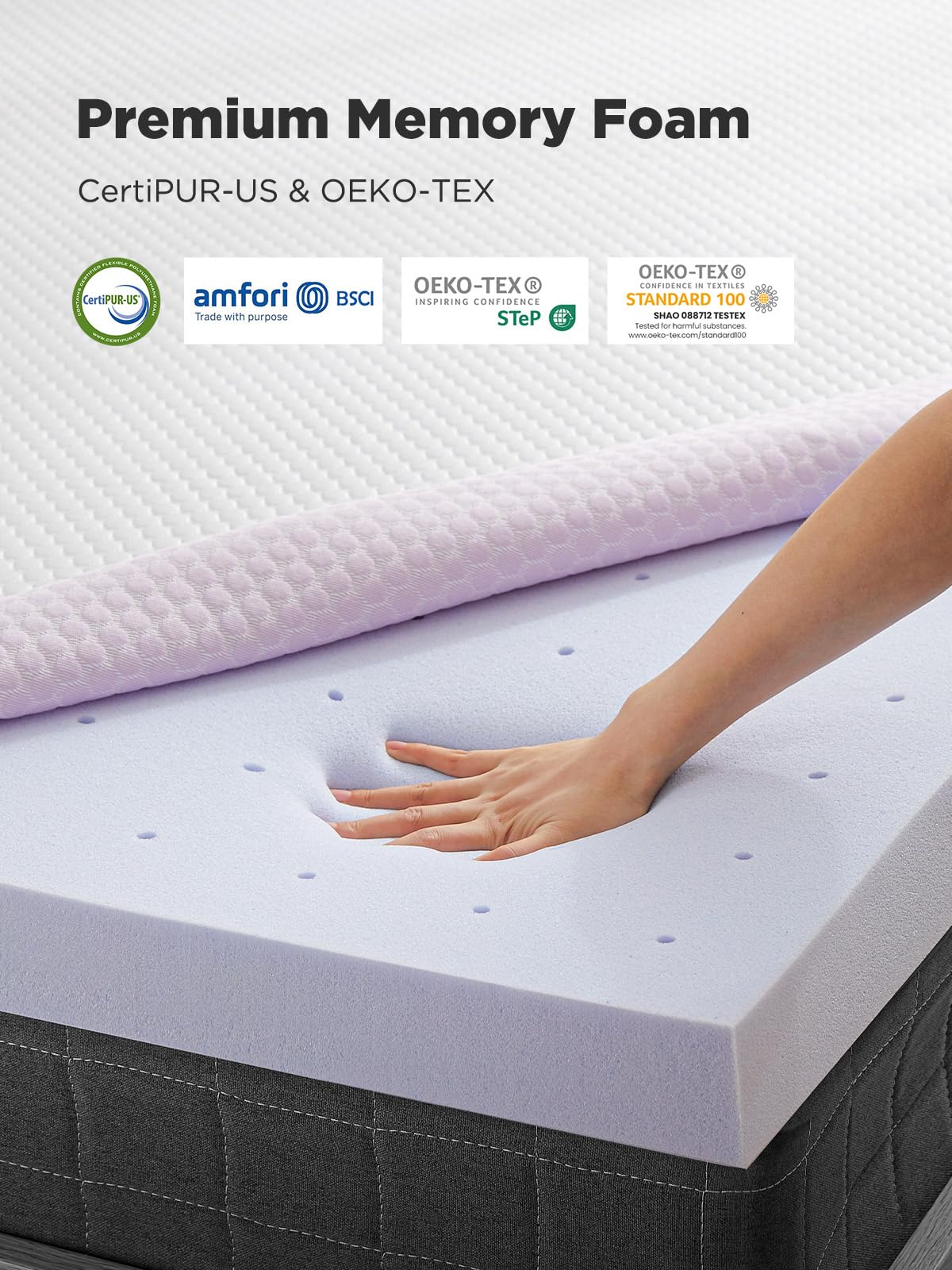 PERLECARE 3 Inch Gel Memory Foam Mattress Topper for Pressure Relief, Premium Soft Cooling Sleep, Non-Slip Design with Removable & Washable Cover, CertiPUR-US Certified - Twin XL