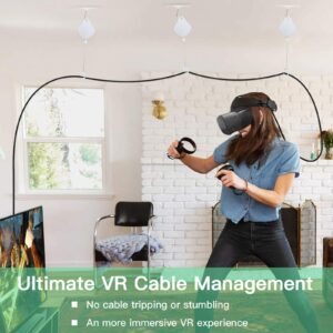 NexiGo [Pro Version] VR Cable Management System, Ceiling Hooks with Retractable Carabiner, Pulley System for PSVR2/Quest/Rift S/Valve Index/HTC Vive/Vive Pro/HP Reverb G2/ VR Accessories[6 Packs]