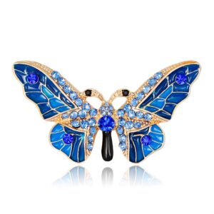 butterfly brooch pins women enamel insect pin lapel pin safety pin (blue)