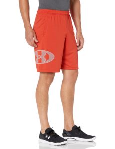 under armour men's tech lockertag shorts, radiant red (839)/halo gray, large