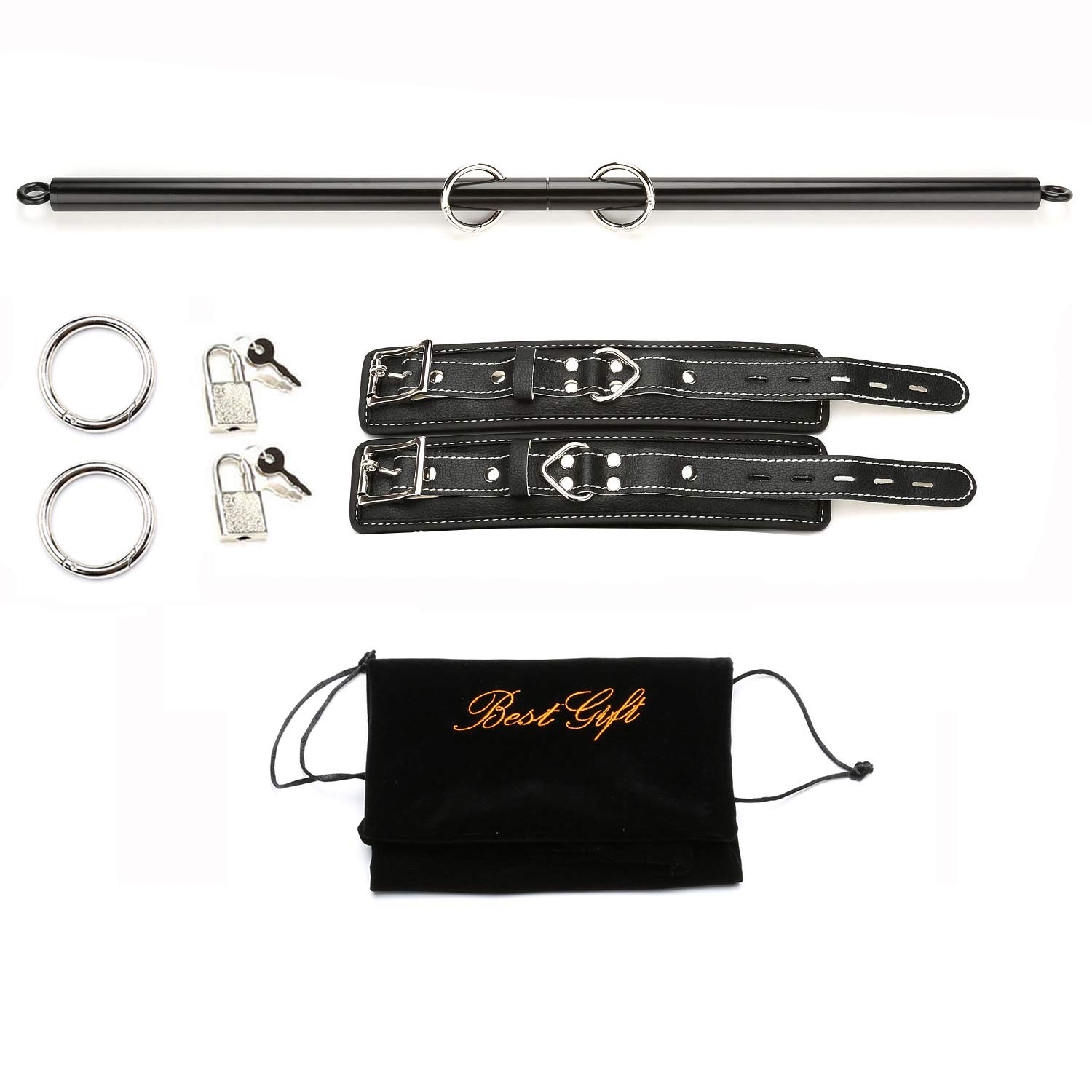 EXREIZST Black Spreader Bar Kit with 2 Adjustable Black Straps Aid Traning Set