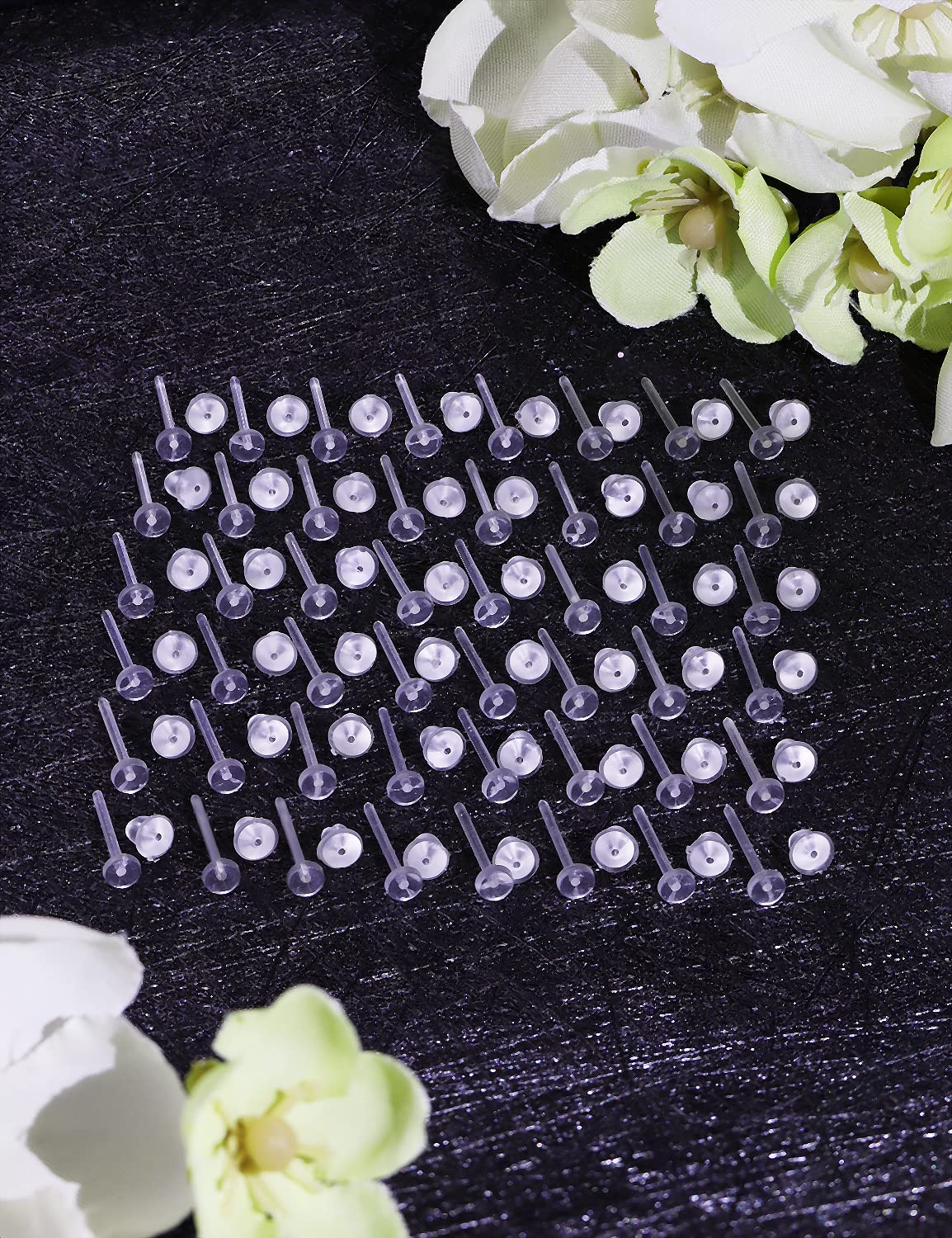 Ocptiy Clear Plastic Earring Stud Retainer Set Acrylic Silicone Invisible Earrings Post 20G Bioflex Flat Ear Tragus Cartilage Helix Earring Pin Ring Spacers Piercing Jewelry Men Women Work Sport