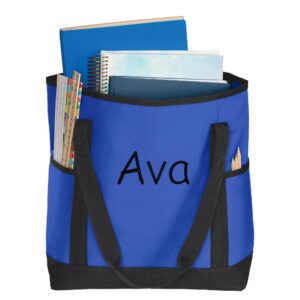 all about me company Personalized Zippered Tote| On-The-Go Monogrammed Tote Bag | Customize with a Name or Monogram (Royal-Name)