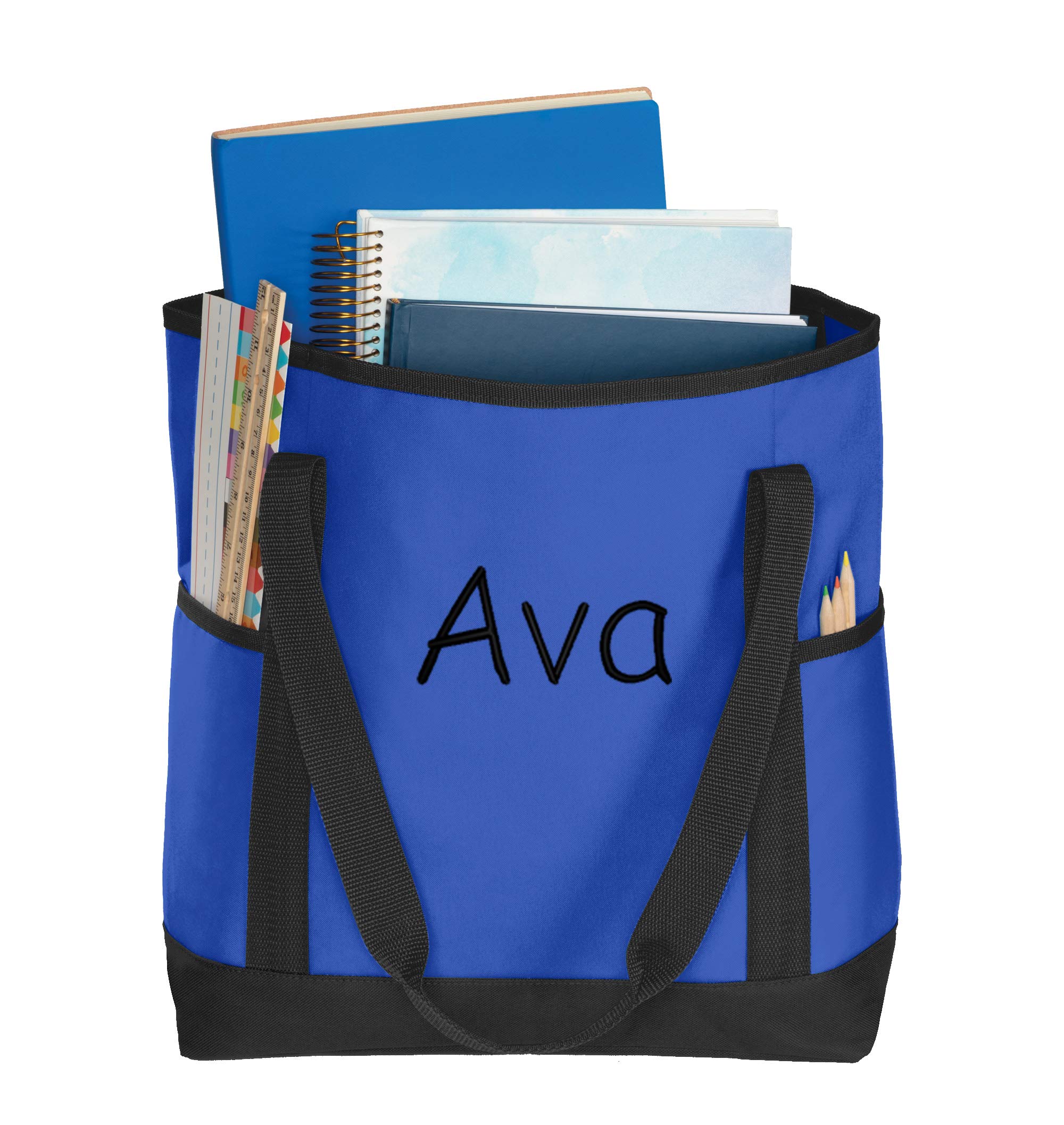 all about me company Personalized Zippered Tote| On-The-Go Monogrammed Tote Bag | Customize with a Name or Monogram (Royal-Name)