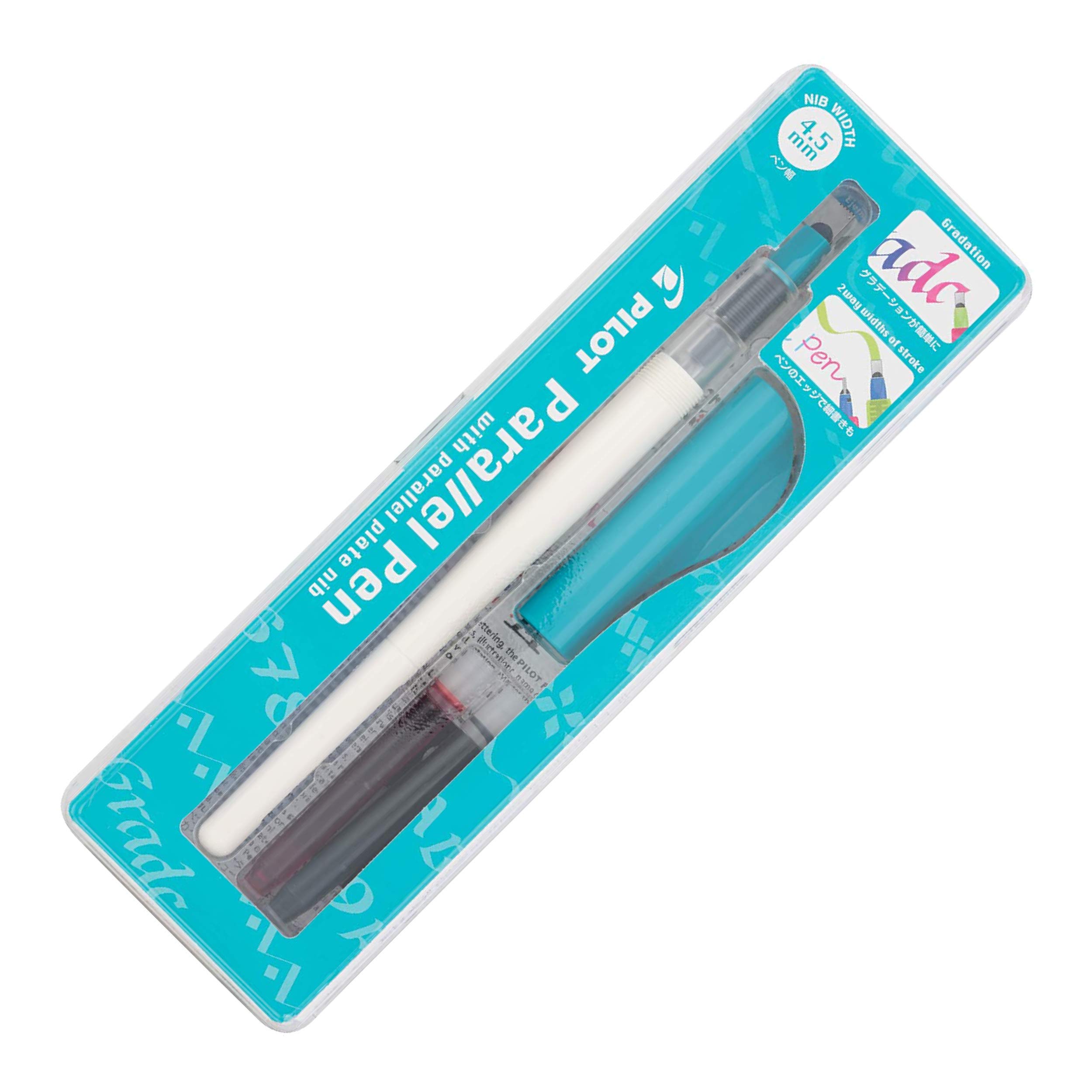 Pilot Parallel Pen Premium Caligraphy Pen Set, 4.5mm Nib, White Barrel with Teal Accents (14682)