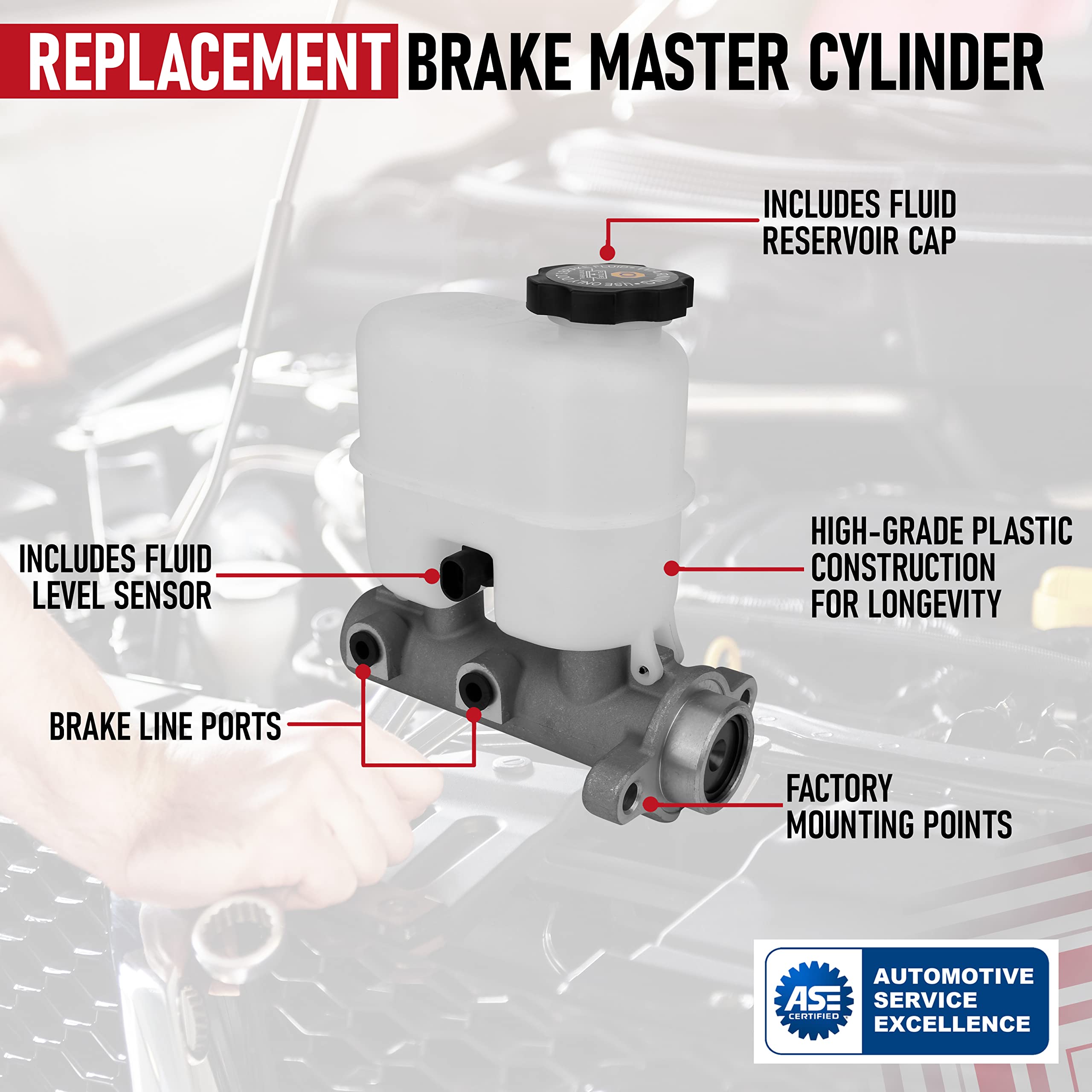 Replacement Brake Master Cylinder - Compatible with Cadillac, Chevrolet and GMC Vehicles - 1999-2002 Silverado 1500, Blazer, Yukon, Escalade, Sierra - Replaces M630031, 18040252, 18060789, 19209249