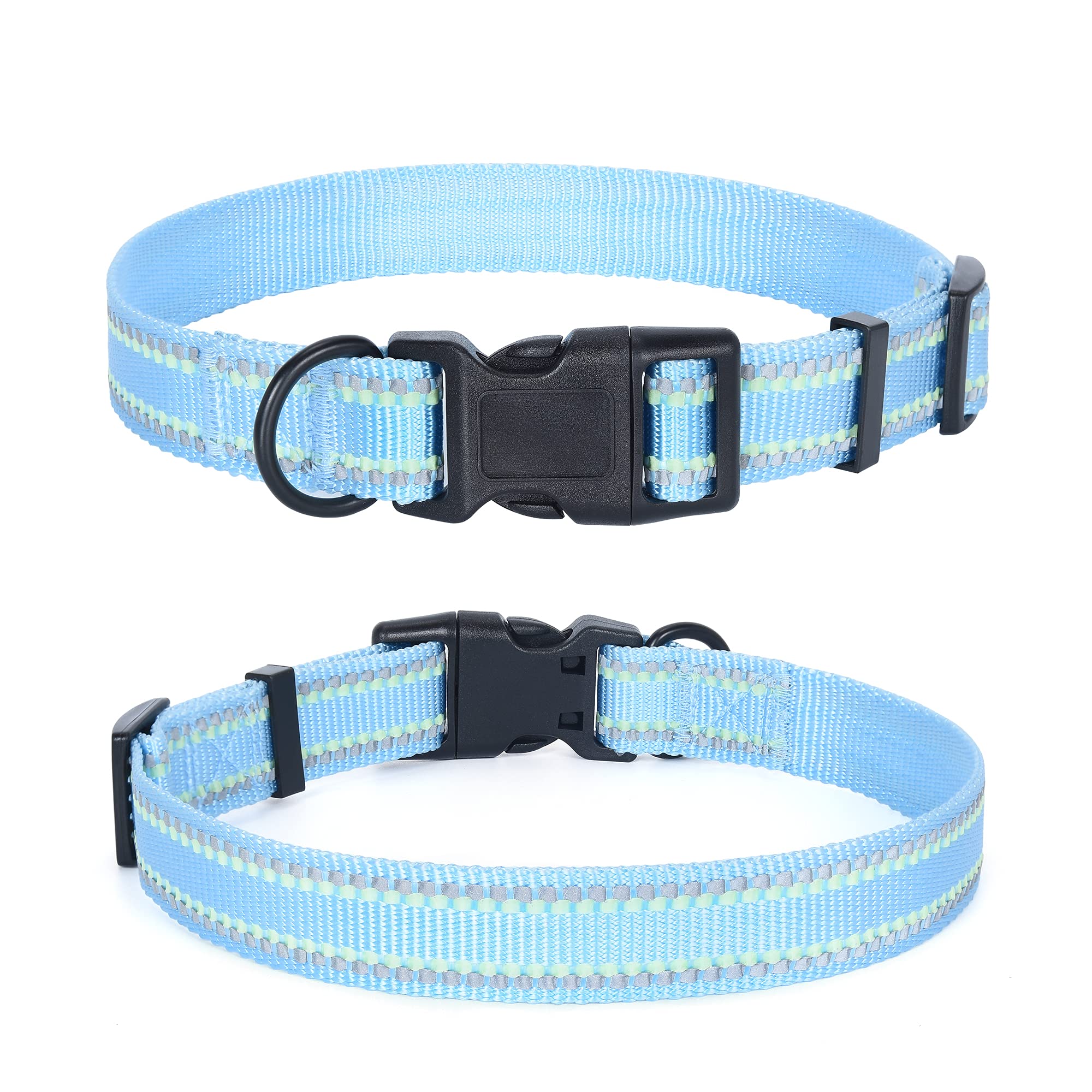 Mile High Life | Nylon Night Light Glow Collar for Medium Dogs | Reflective Band Cat Collar | Fluorescence self-Luminescence Strap Puppy Collar | Safe Night Walk Collars for Dogs (Blue, XS)