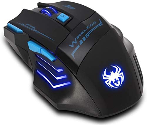 zelotes Wireless Mouse,2400DPI,7 Buttons,2.4G Computer Mouse,USB LED Wireless Gaming Mouse for Laptop,Ergonomic Mouse for PC,Mac,Black