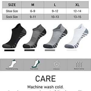 Airacker Ankle Athletic Running Socks Cushioned Breathable Low Cut Sports Tab Socks for Men and Women (6 Pairs)