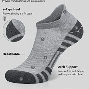 Airacker Ankle Athletic Running Socks Cushioned Breathable Low Cut Sports Tab Socks for Men and Women (6 Pairs)