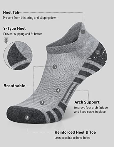 Airacker Ankle Athletic Running Socks Cushioned Breathable Low Cut Sports Tab Socks for Men and Women (6 Pairs)