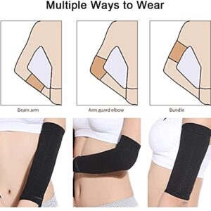 BeeSpring 2 Pair Arm Slimming Shaper Wrap, Arm Compression Wrap Sleeve Helps Lose Arm Fat, Tone up Arm Shaping Sleeves for Women, Sport Fitness Arm Shapers(Beige + Black)