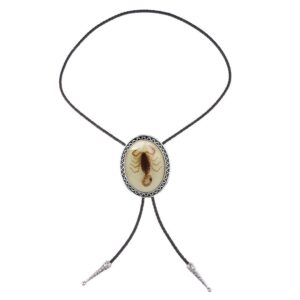 HUABOLA CALYN Handmade Bolo tie- Unique Luminous Stone Native American White 3D Scorpion Animal Bolo tie for Men