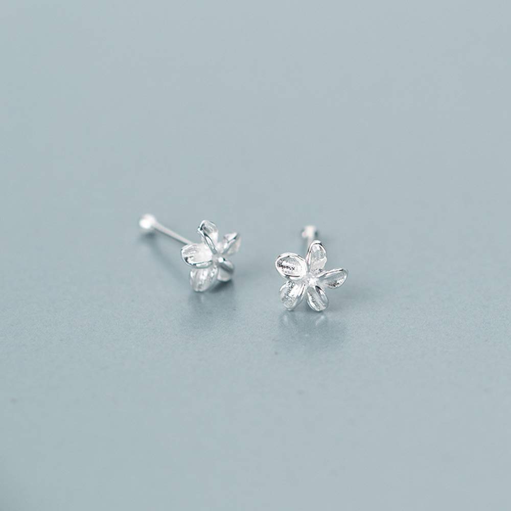 Flower Nose Rings Studs 22 Gauge Body Piercing Jewelry for Women S925 Sterling Silver Tiny Plumeria Cute Ball Bead Labret Screw Nose Stud Post Pin Hypoallgenic Dainty Body Jewelry