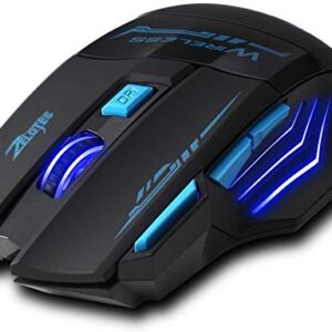 zelotes Wireless Mouse,2400DPI,7 Buttons,2.4G Computer Mouse,USB LED Wireless Gaming Mouse for Laptop,Ergonomic Mouse for PC,Mac,Black