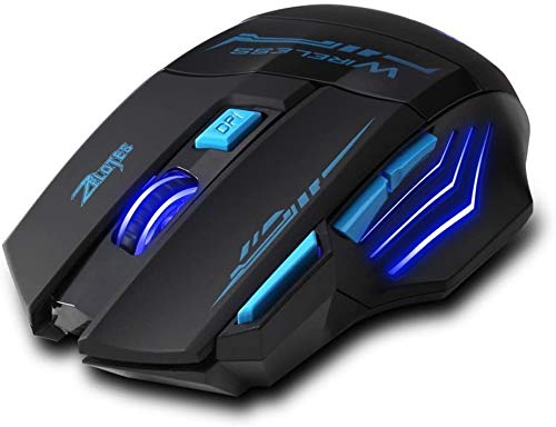 zelotes Wireless Mouse,2400DPI,7 Buttons,2.4G Computer Mouse,USB LED Wireless Gaming Mouse for Laptop,Ergonomic Mouse for PC,Mac,Black