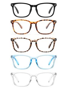 ccvoo 5 pack reading glasses blue light blocking, filter uv ray/glare computer readers fashion nerd eyeglasses women/men (*c1 mix, 1.25)