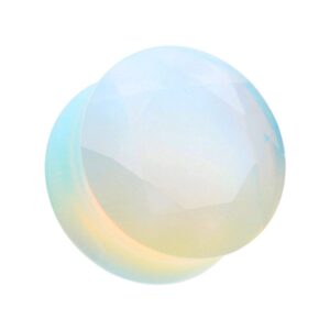 covet jewelry faceted opalite stone double flared ear gauge plug (1" (25mm))